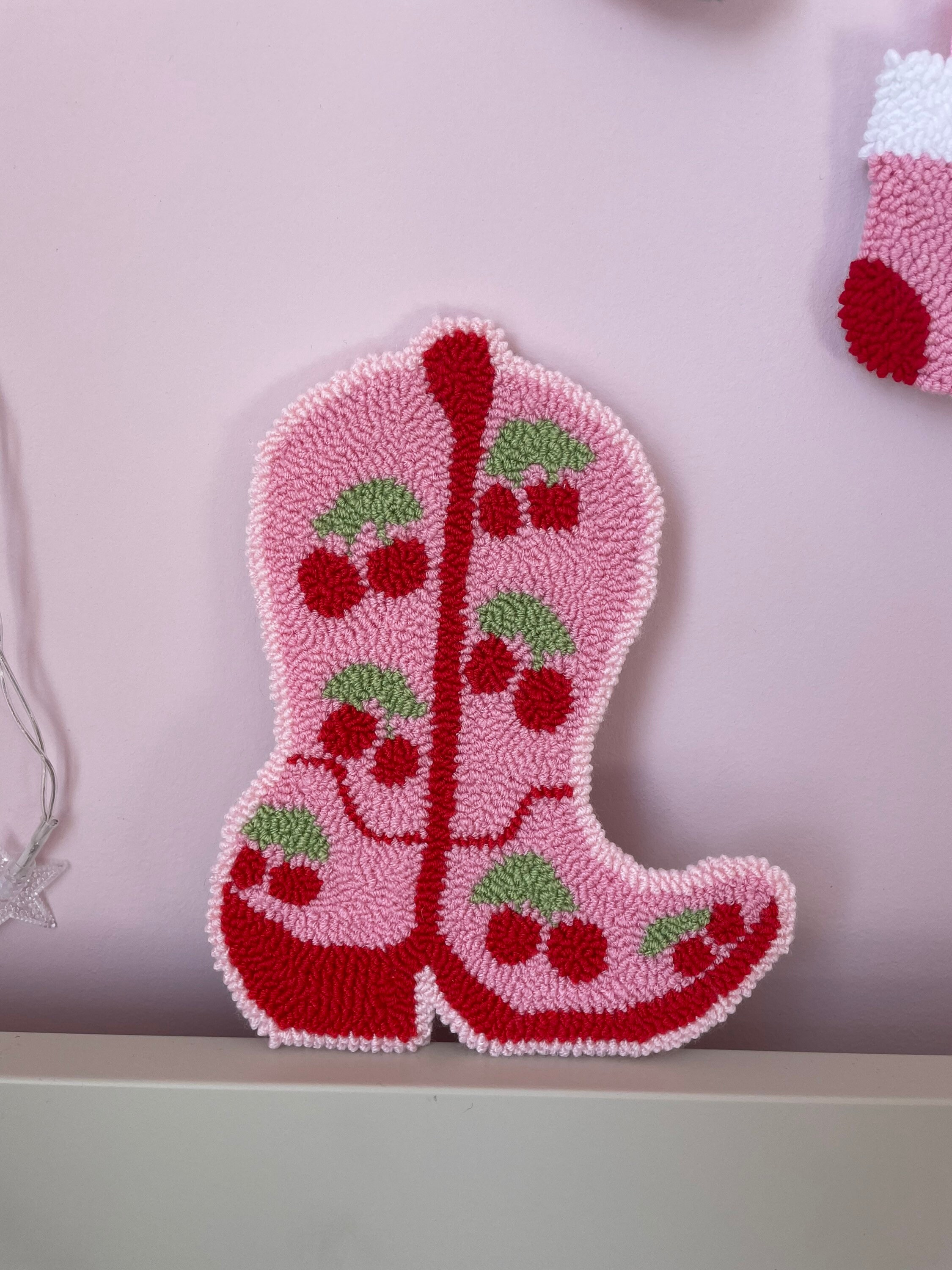 Punch Needle Wall Hanging Cowgirl Cowboy Boot Tufted Wall - Etsy