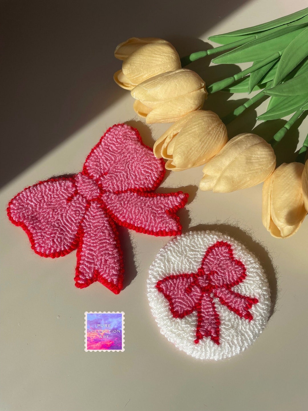 Bow Coaster, Handmade Drinks Coaster, Pink Accessories for Women, Trend ...