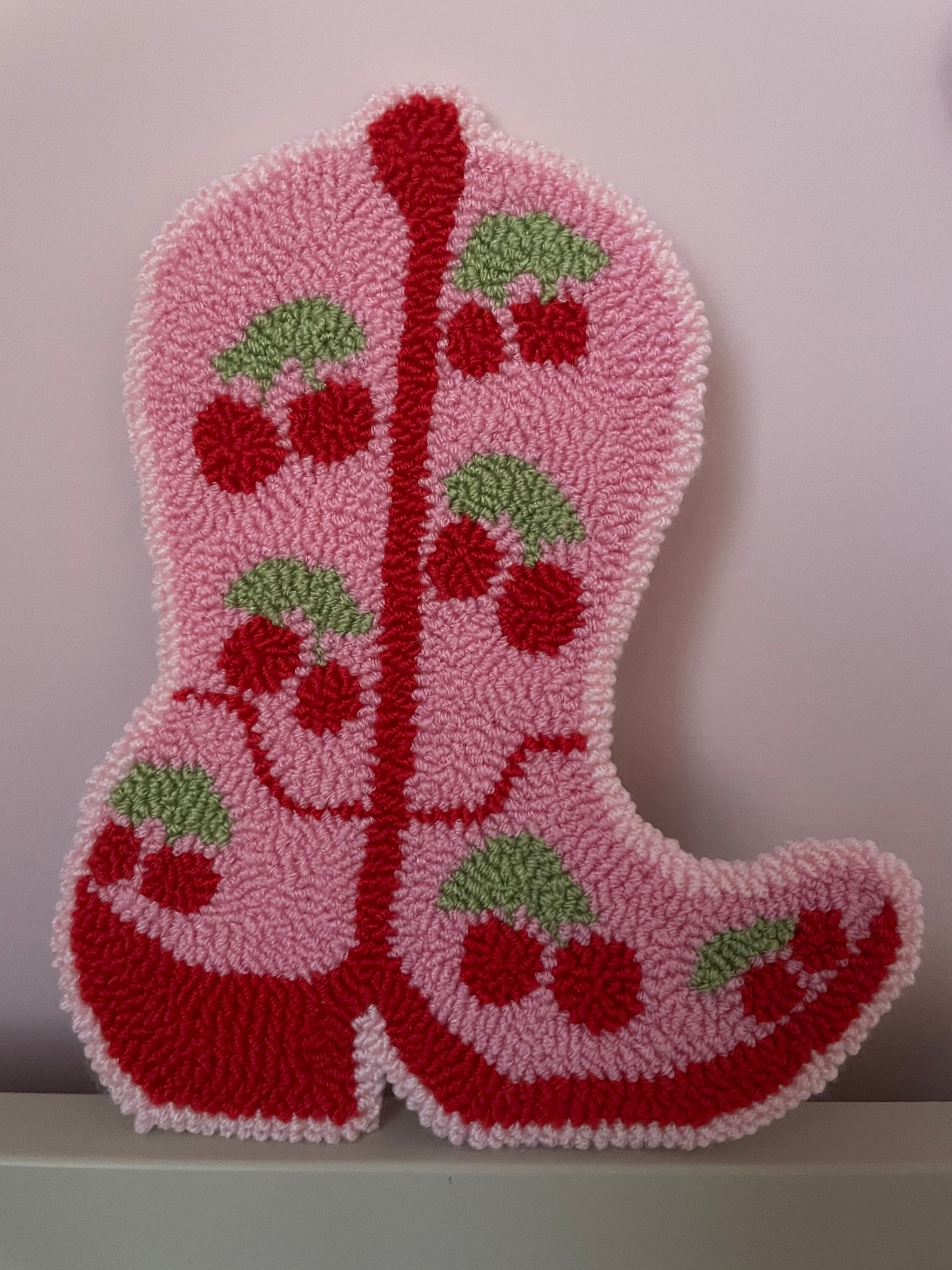 Punch Needle Wall Hanging Cowgirl Cowboy Boot Tufted Wall - Etsy