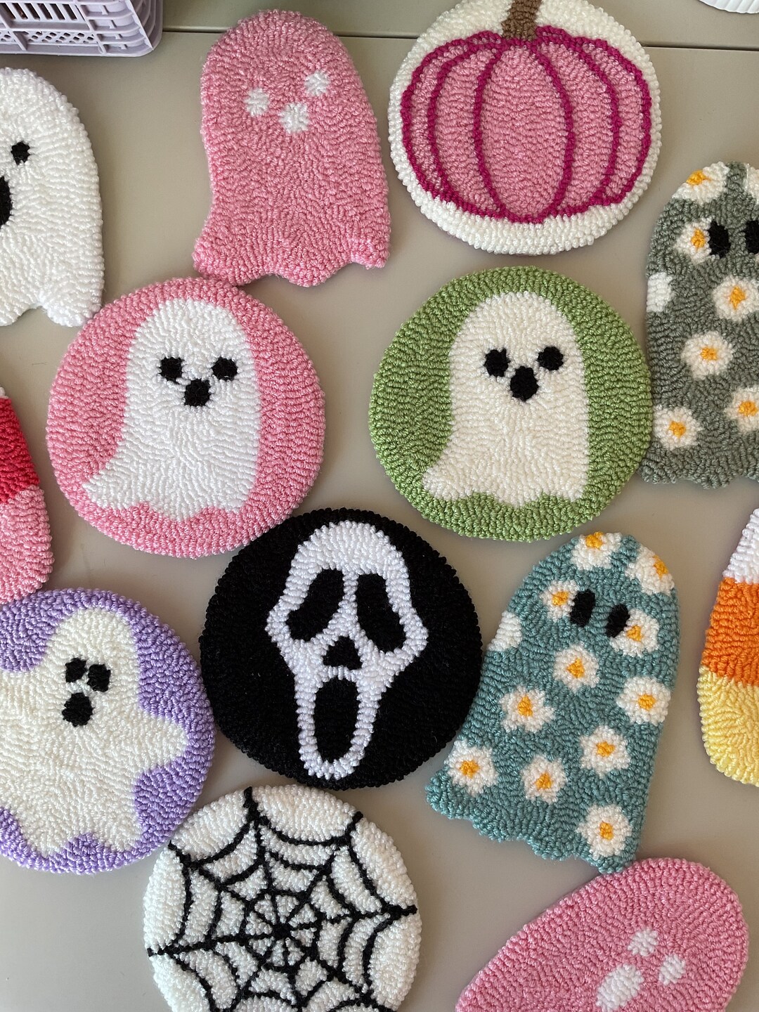 Perfect Halloween Gift, Creepy Decor, Halloween Coaster, Punch Needle ...