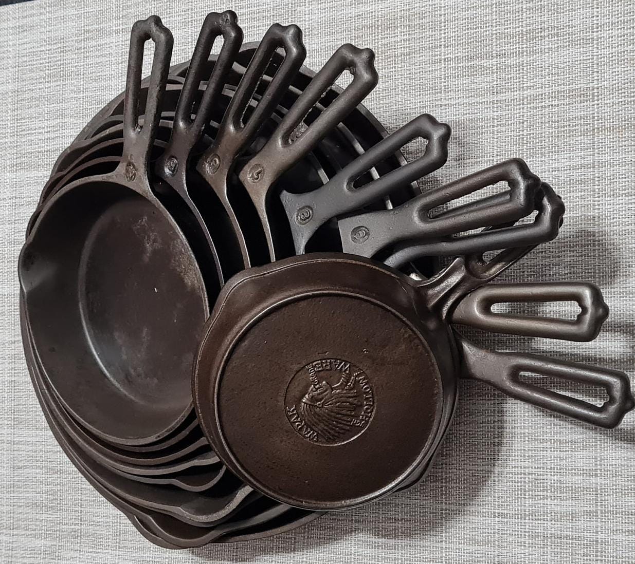 WOW HTF Rare Wapak Set of Indian Head Skillets 3-12. - Etsy