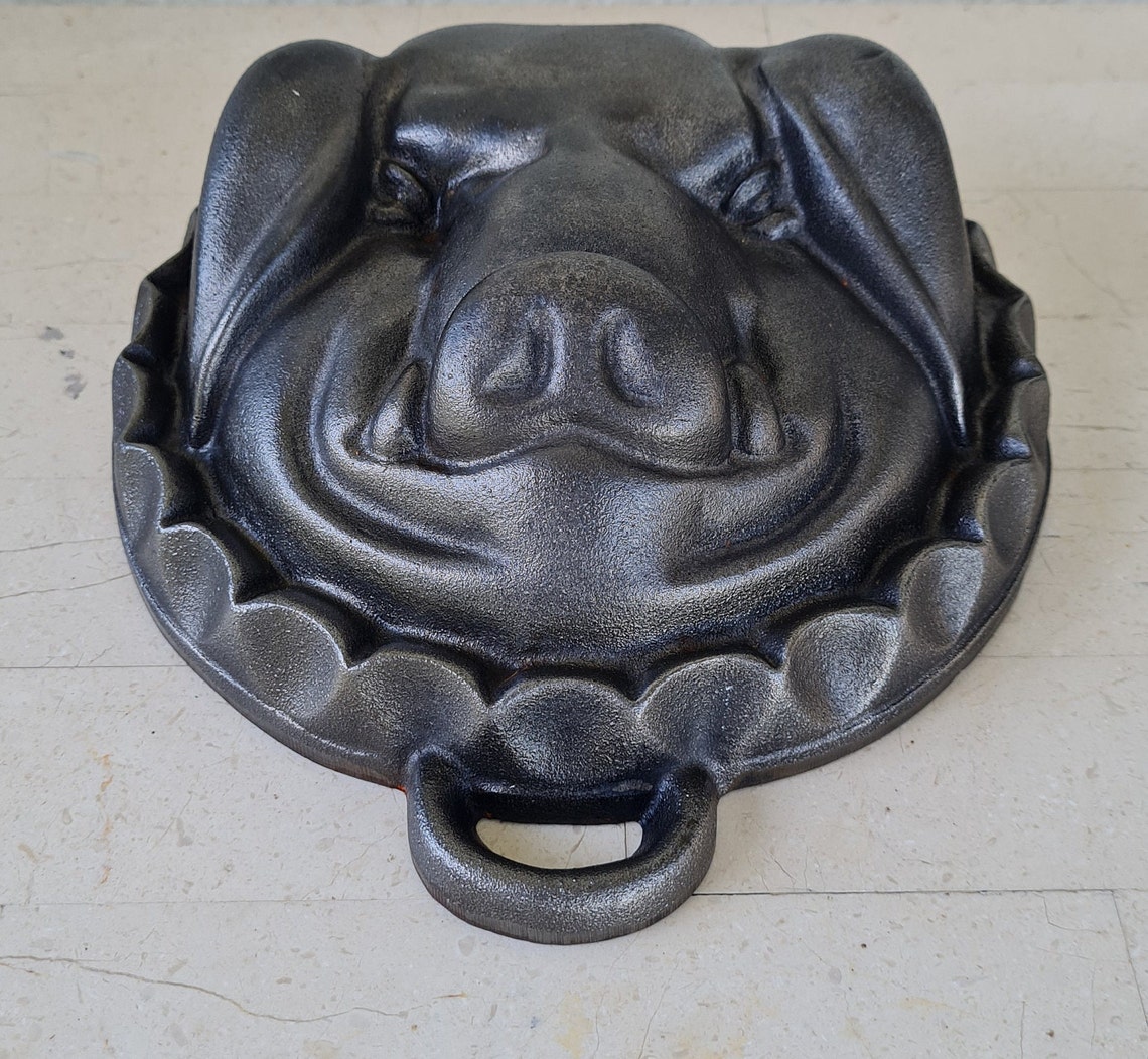 Vintage Cast Iron Pig Head Mold Baking Pan - Etsy