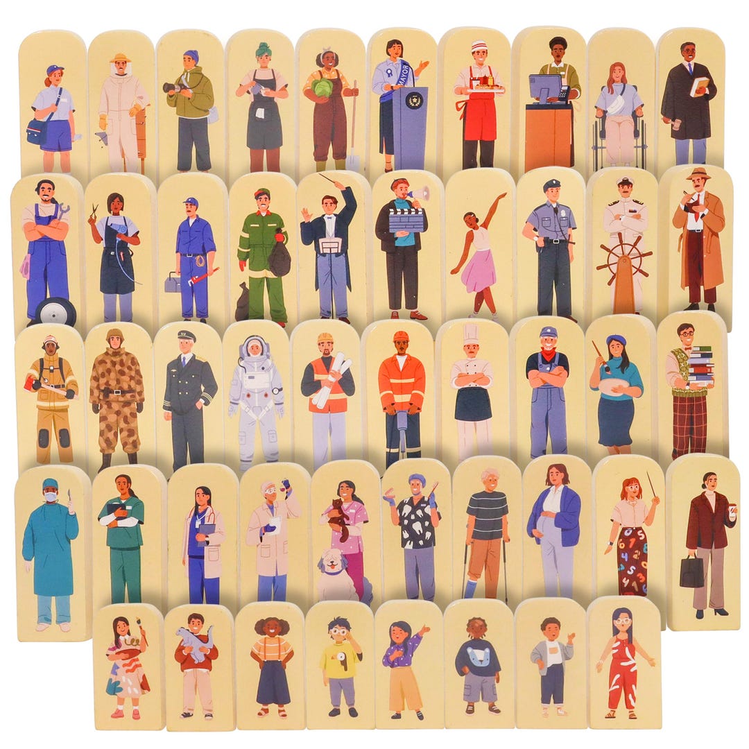 48 Pcs Wooden Community Helpers People Figures - Etsy