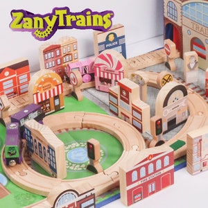 Train Storage Bin and Play Mat - Wooden Railway Toy Storage Box With ...