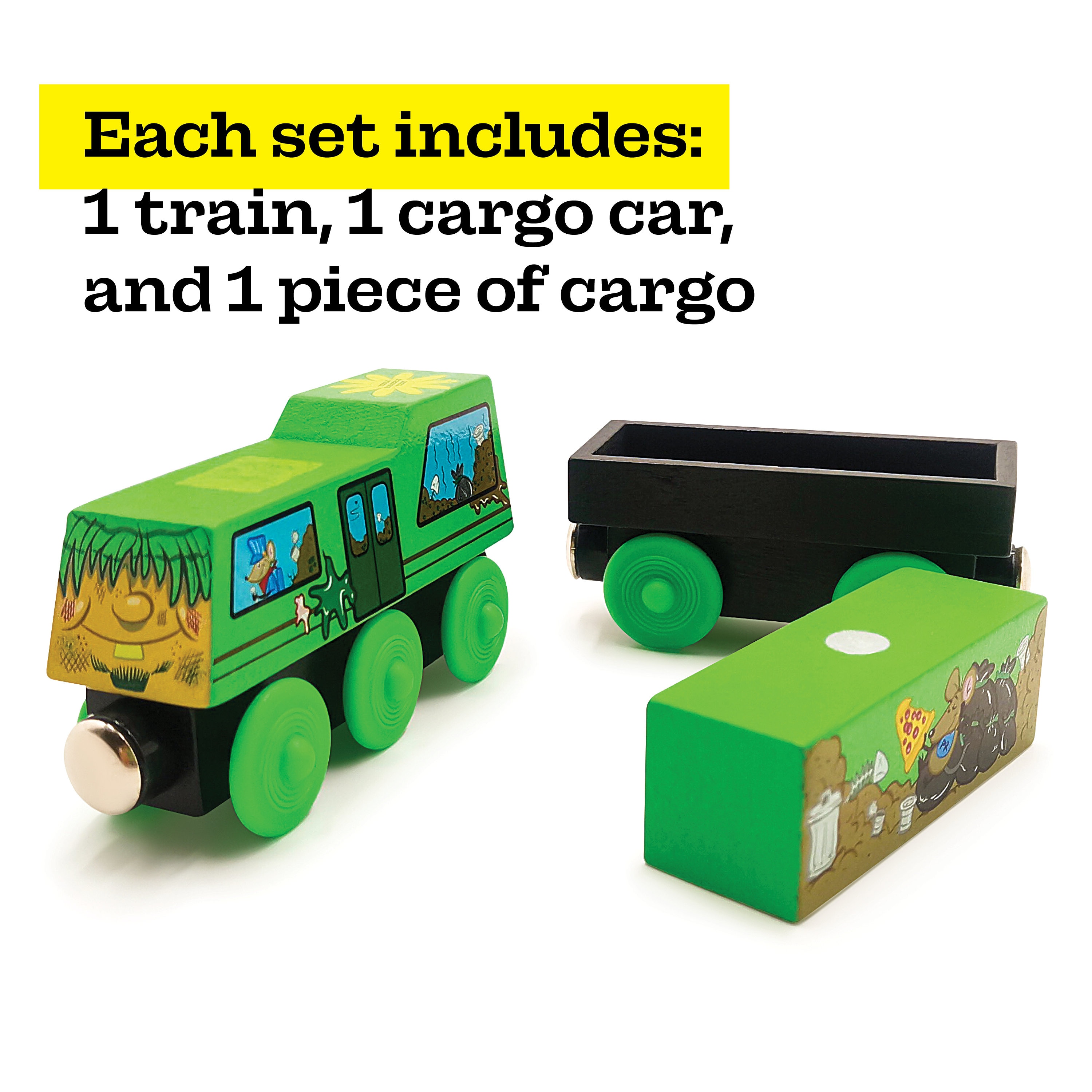 Zany Trains Trashy Terry Series 1 Wooden Train and Cargo Set Compatible ...