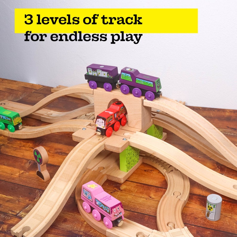 Wooden Train Tunnel: 3-level Viaduct Arch Bridge - Etsy