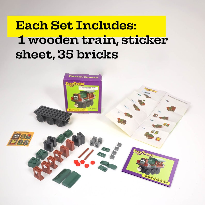 Zany Trains Wooden Train With Baseplate Brick Built Train Compatible ...