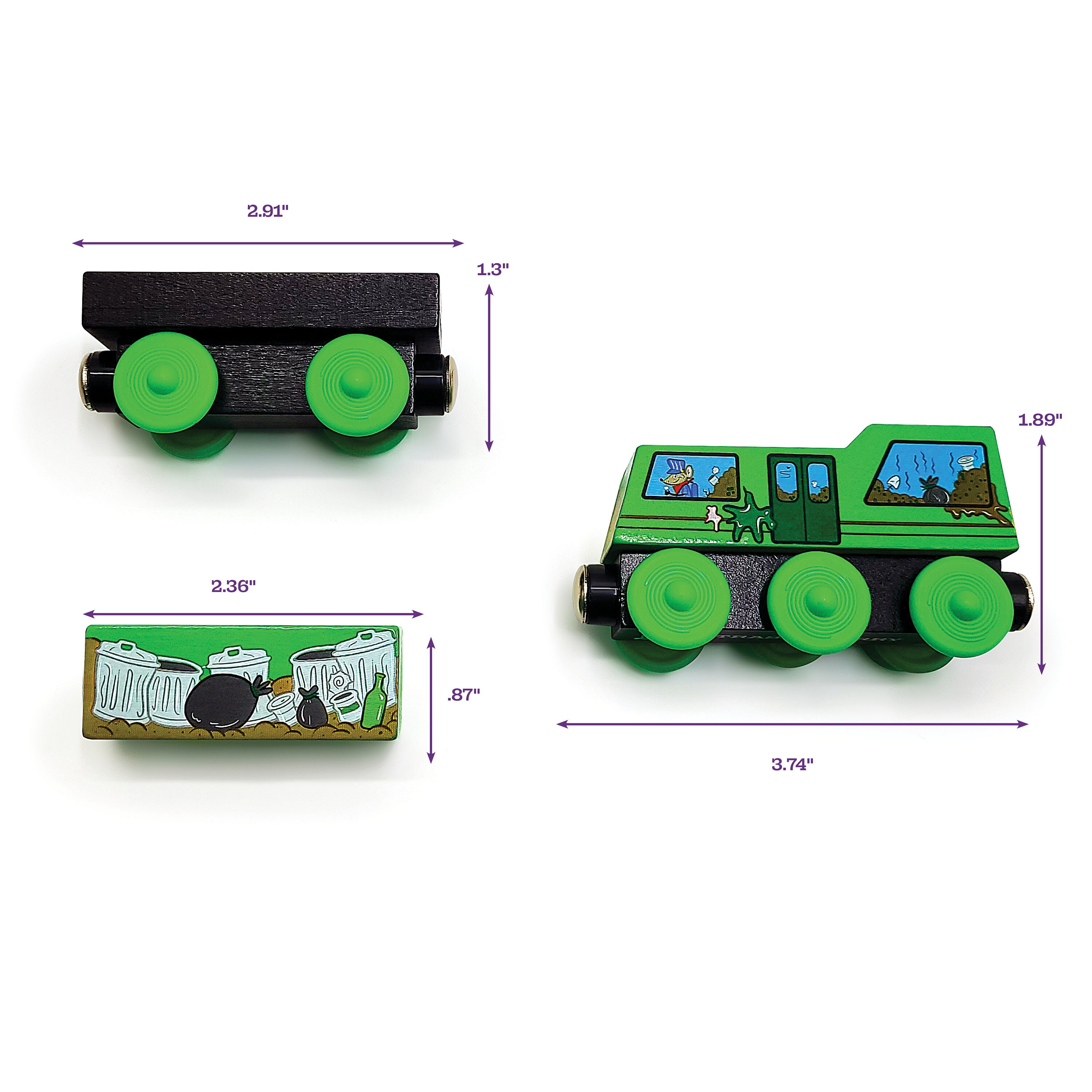 Zany Trains Trashy Terry Series 1 Wooden Train and Cargo Set Compatible ...