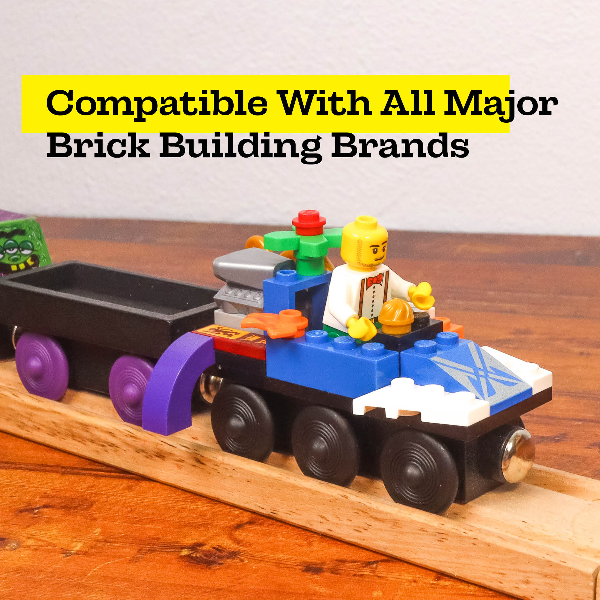 Zany Trains Wooden Train With Baseplate Brick Built Train Compatible ...