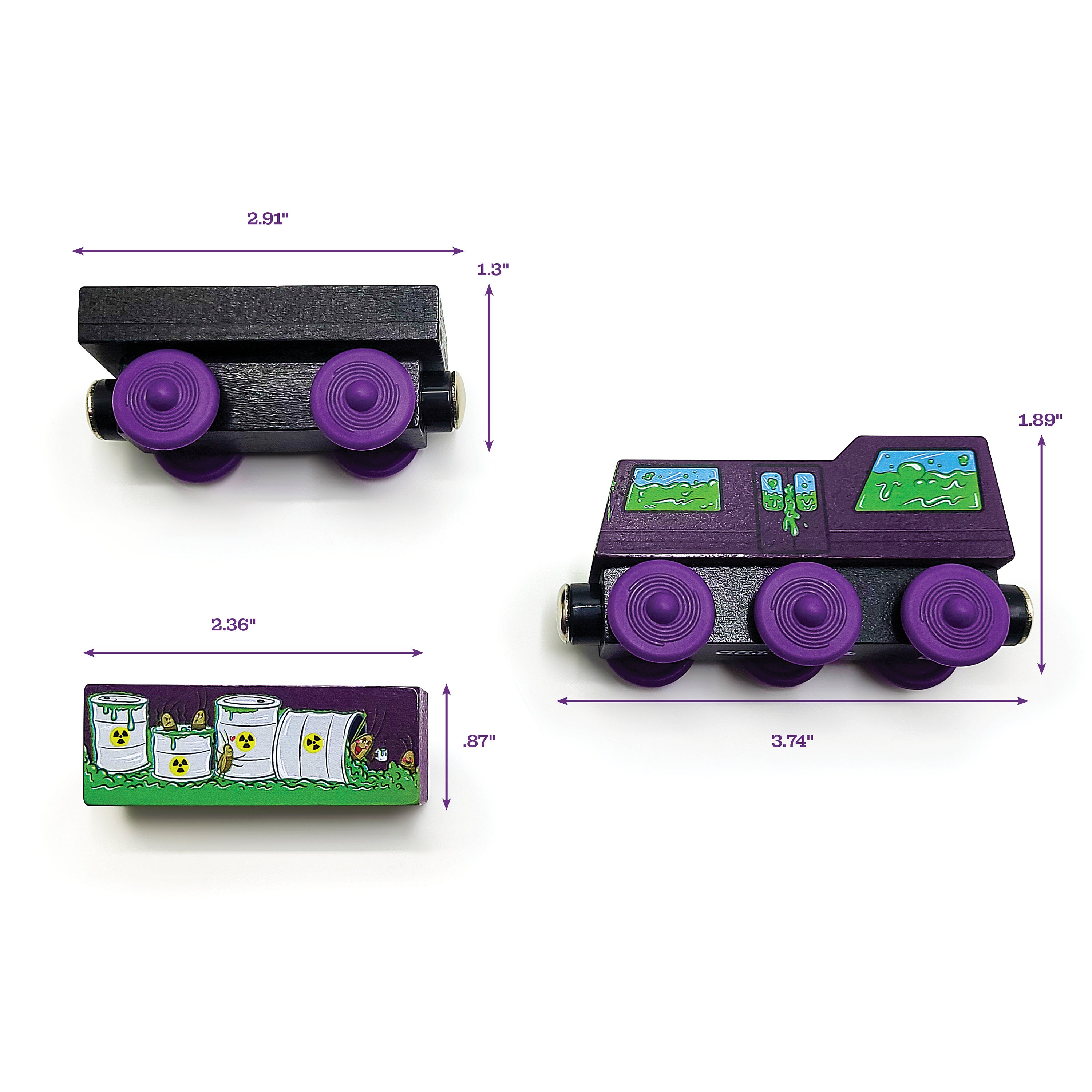 Zany Trains Toxic Ted Series 1 Wooden Train and Cargo Set Compatible ...