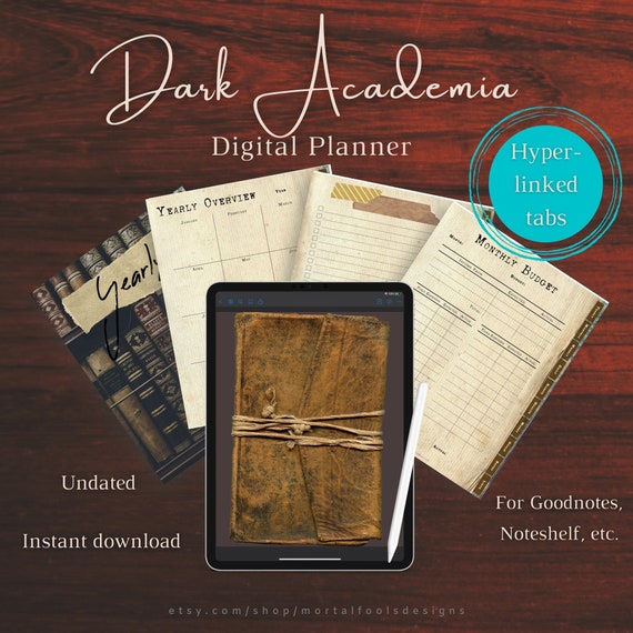 Dark Academia Digital Planner undated - Etsy
