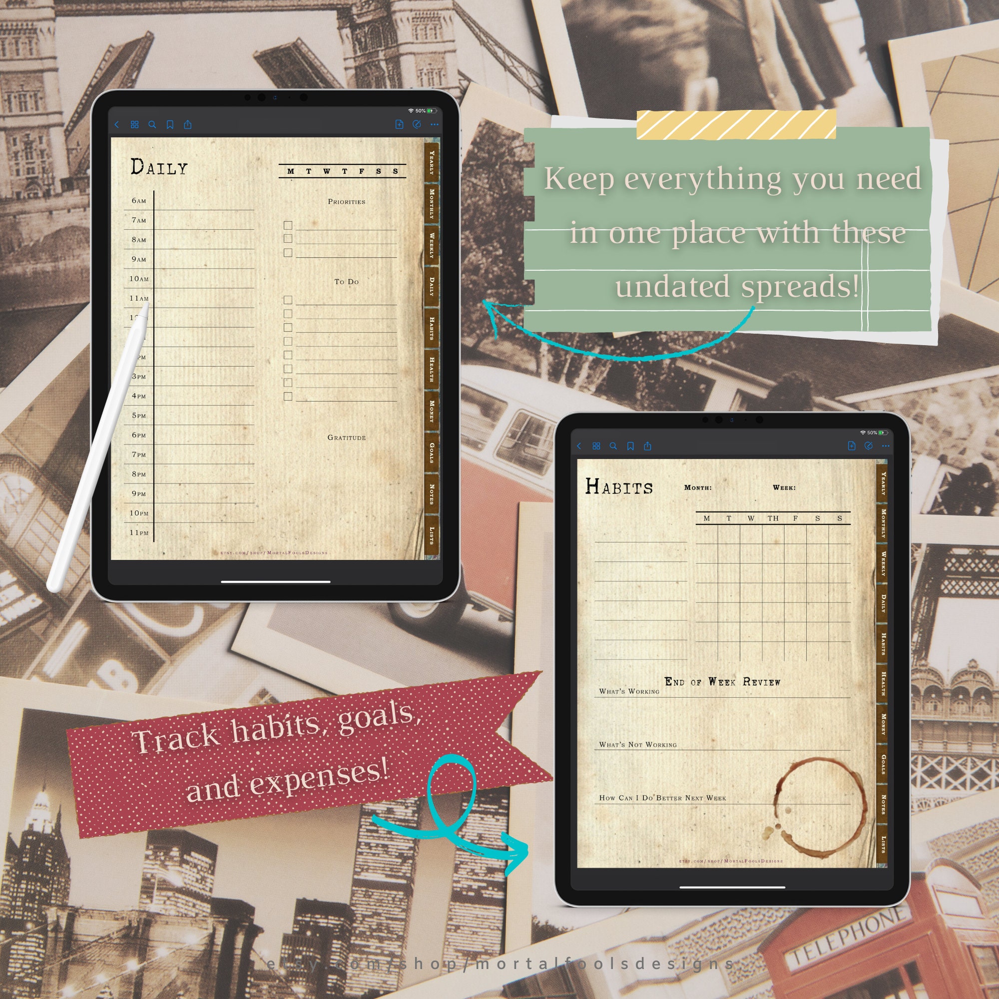 Dark Academia Digital Planner (undated) - Etsy