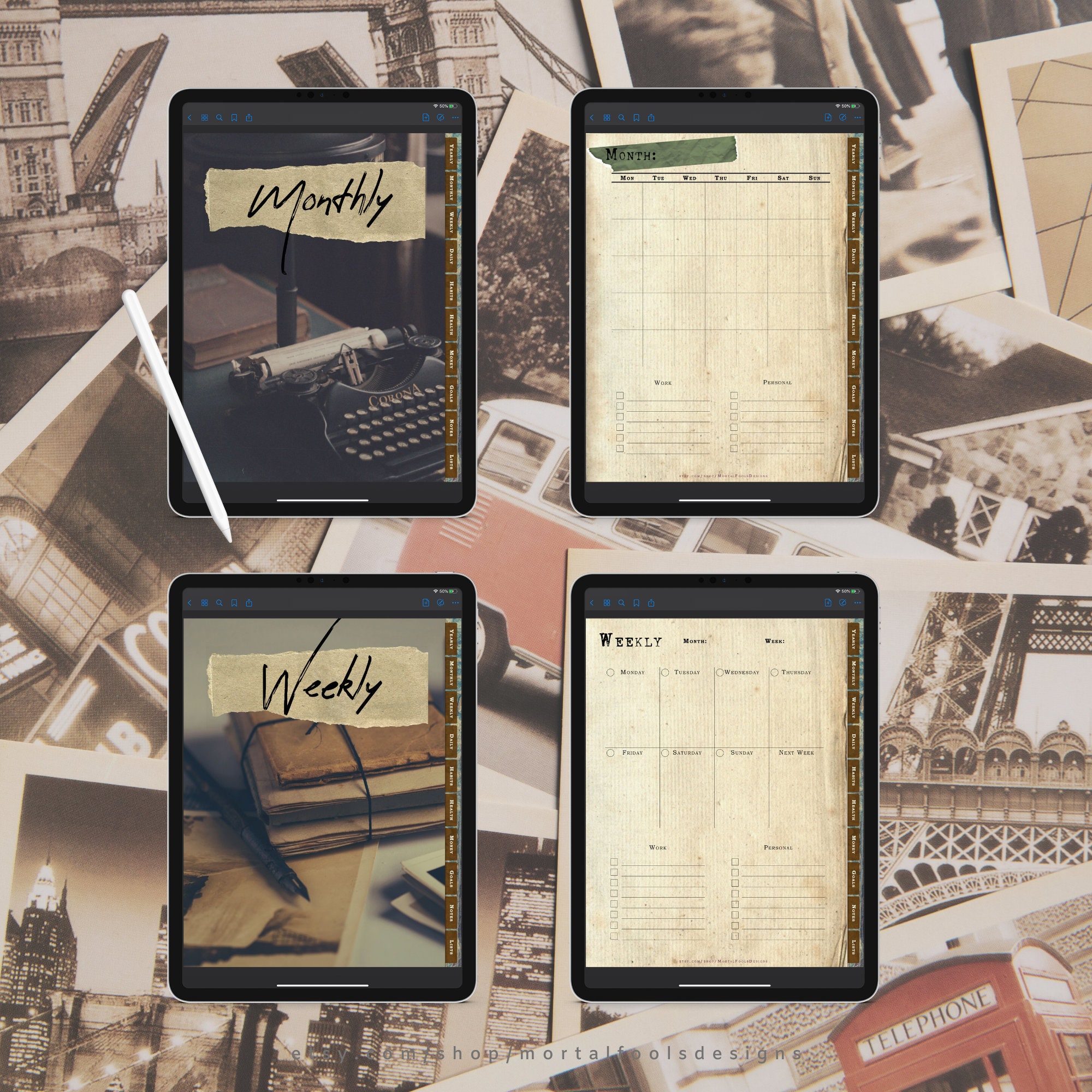 Dark Academia Digital Planner (undated) - Etsy