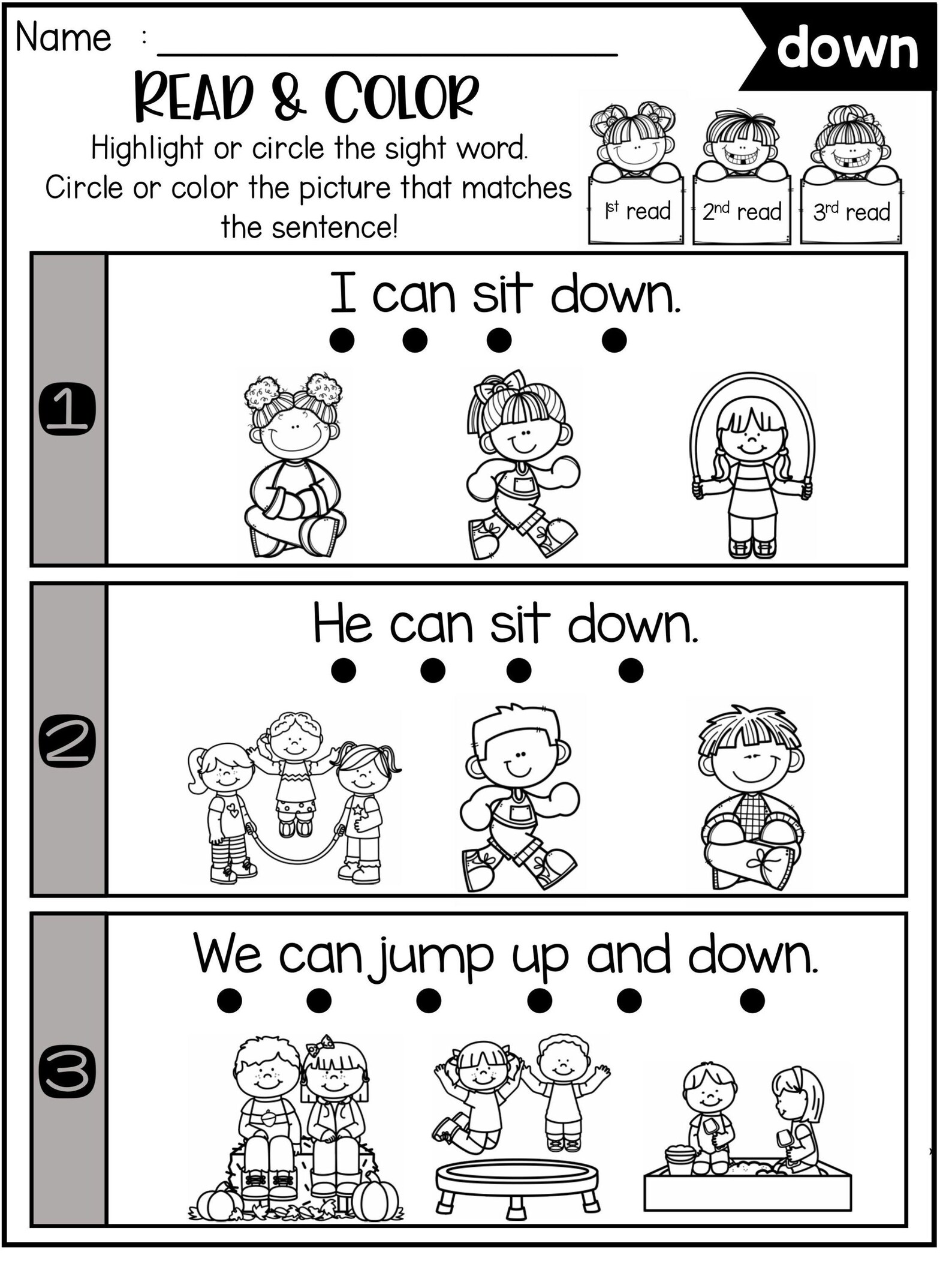 Sight Word Fluency Read and Color - Etsy