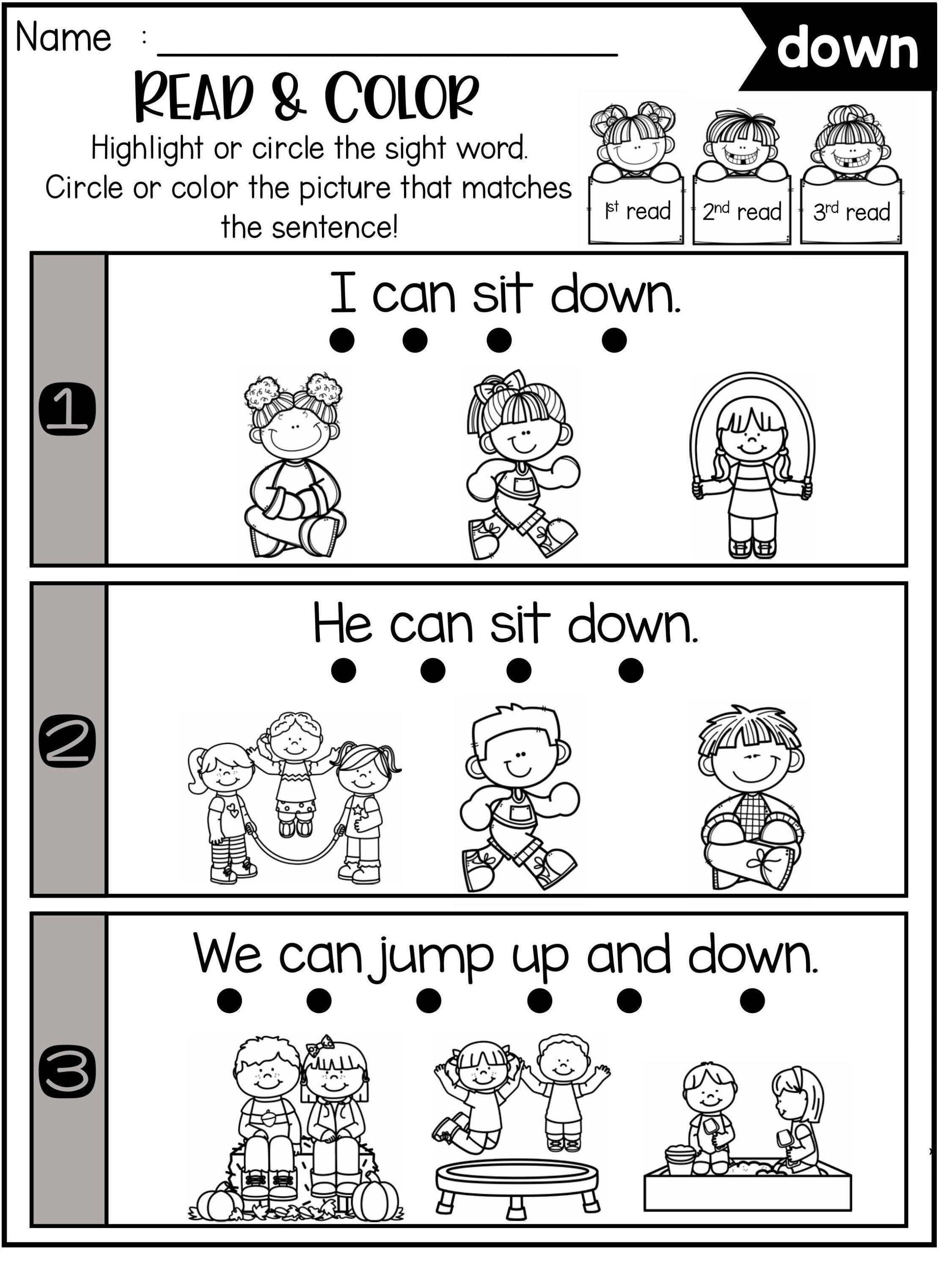 Sight Word Fluency Read and Color - Etsy