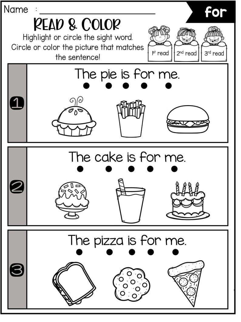 Sight Word Fluency Read and Color - Etsy