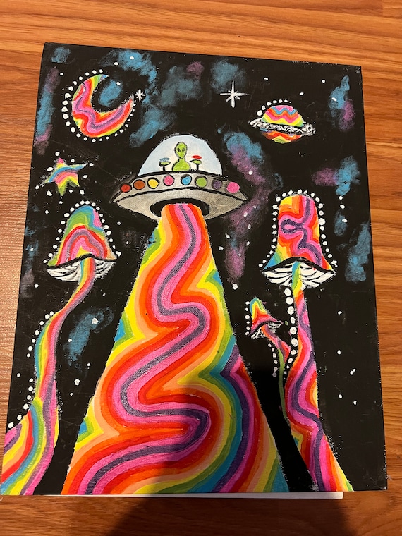 Retro Space Alien Painting | Etsy