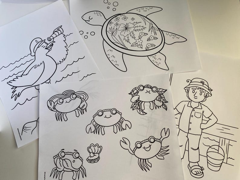 10 Beach Fun Coloring Pages Digital PDF - Etsy