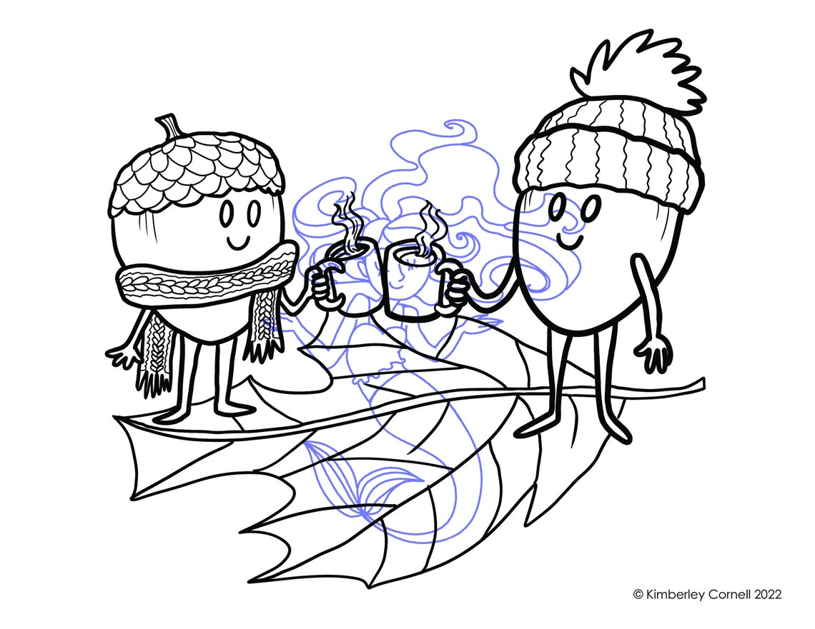 10 Fall Themed Coloring Pages Digital PDF - Etsy