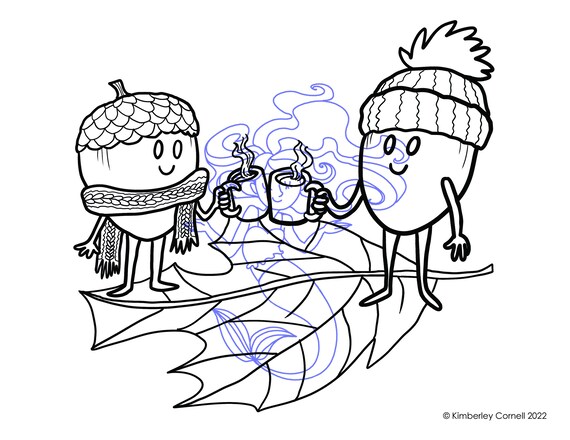 10 Fall Themed Coloring Pages Digital PDF - Etsy