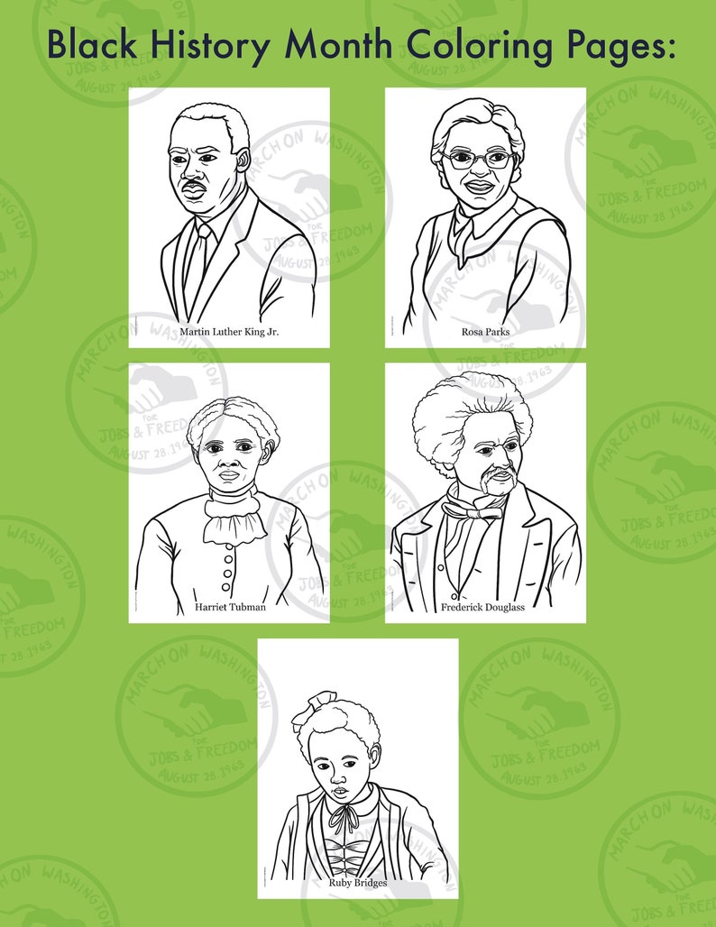 5 Black History Month Coloring Pages PDF Digital File - Etsy