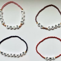 Custom/personalised Subversive/rude/funny Beaded Bracelets - Etsy