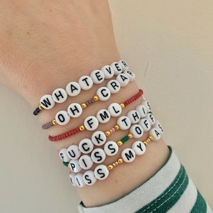Custom/personalised Subversive/rude/funny Beaded Bracelets - Etsy