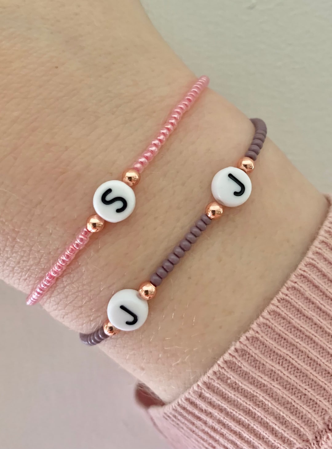 Personalised Beaded Initial Bracelet - Etsy