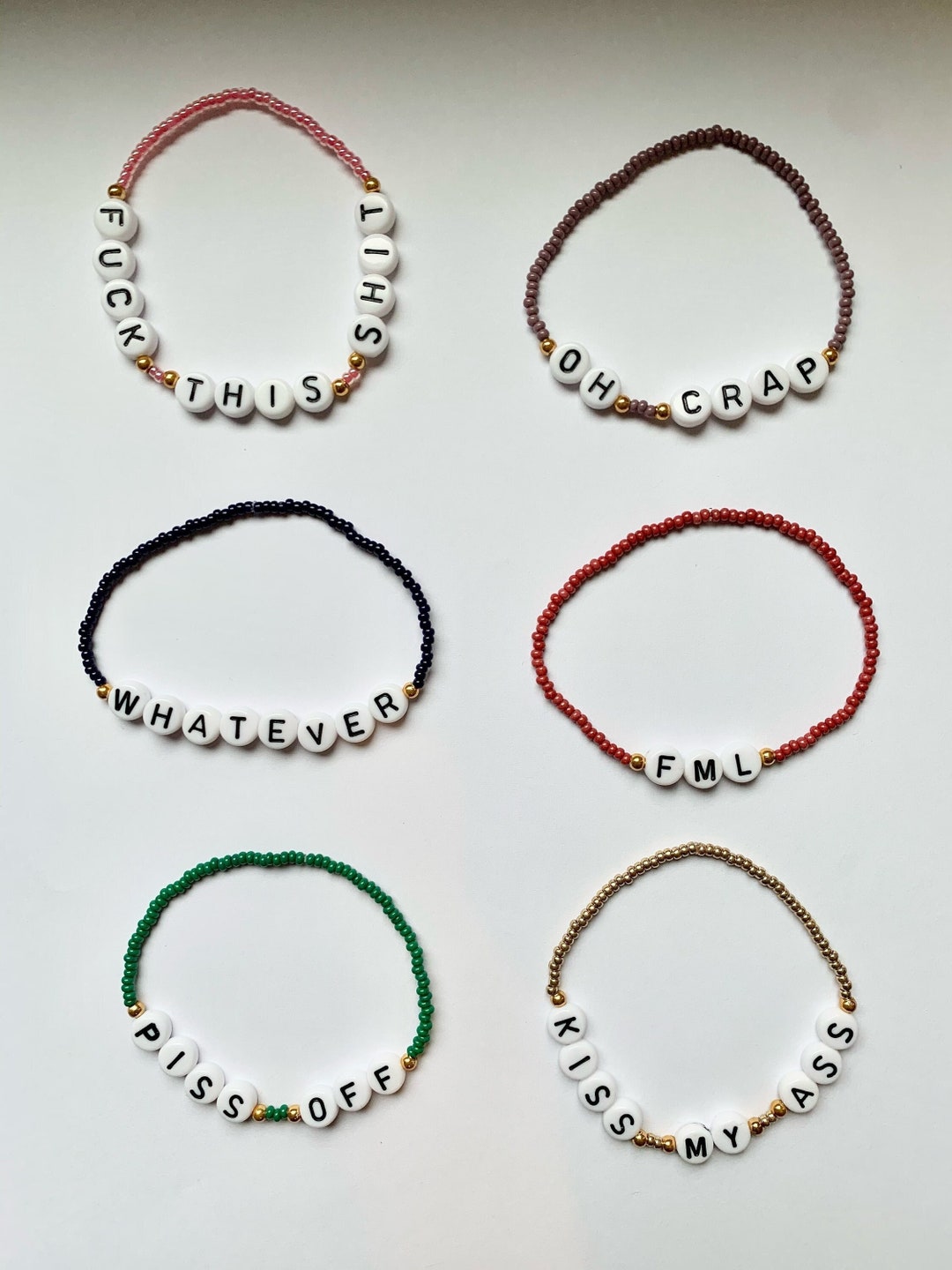 Custom/personalised Subversive/rude/funny Beaded Bracelets - Etsy