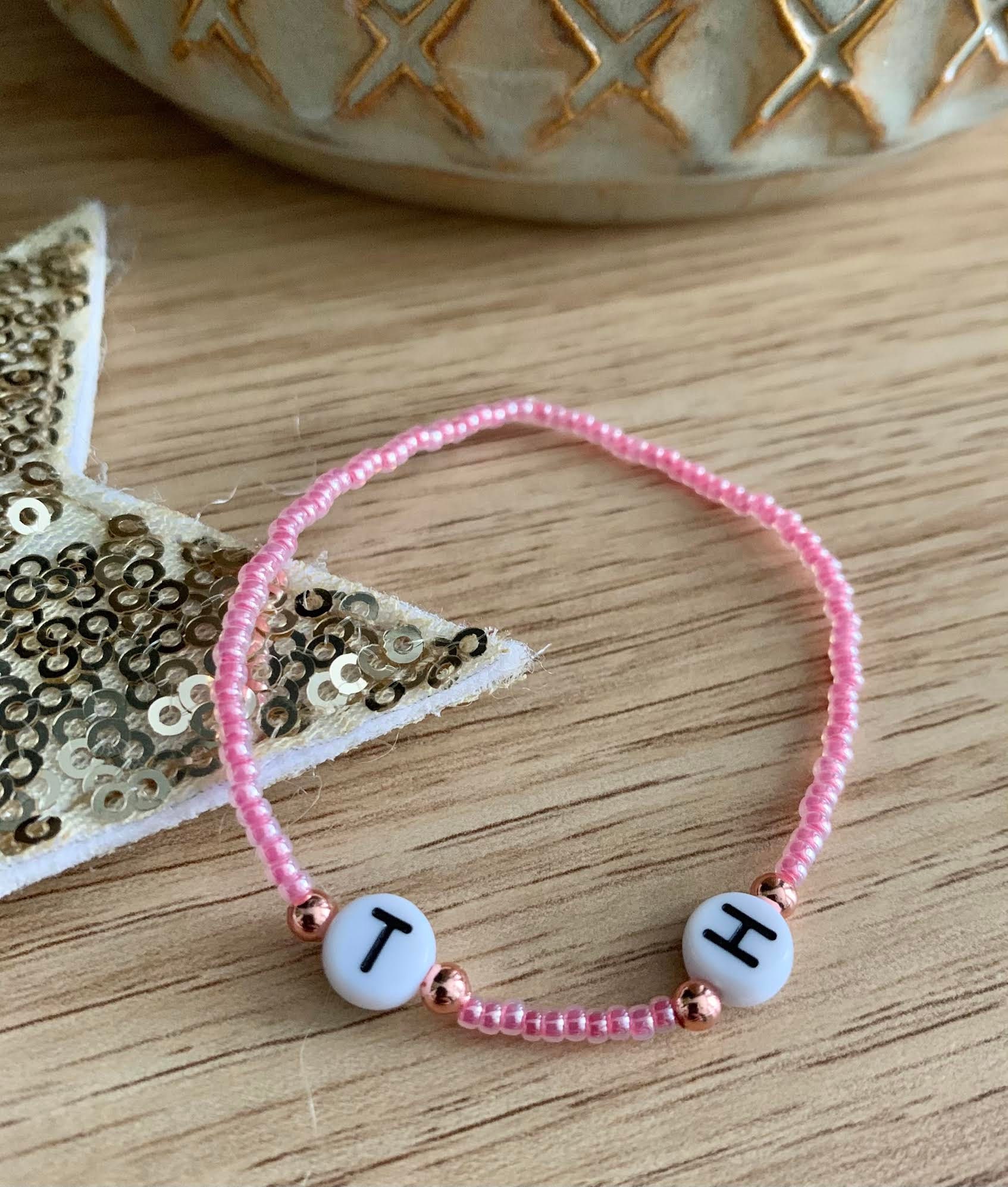 Personalised Beaded Initial Bracelet - Etsy UK
