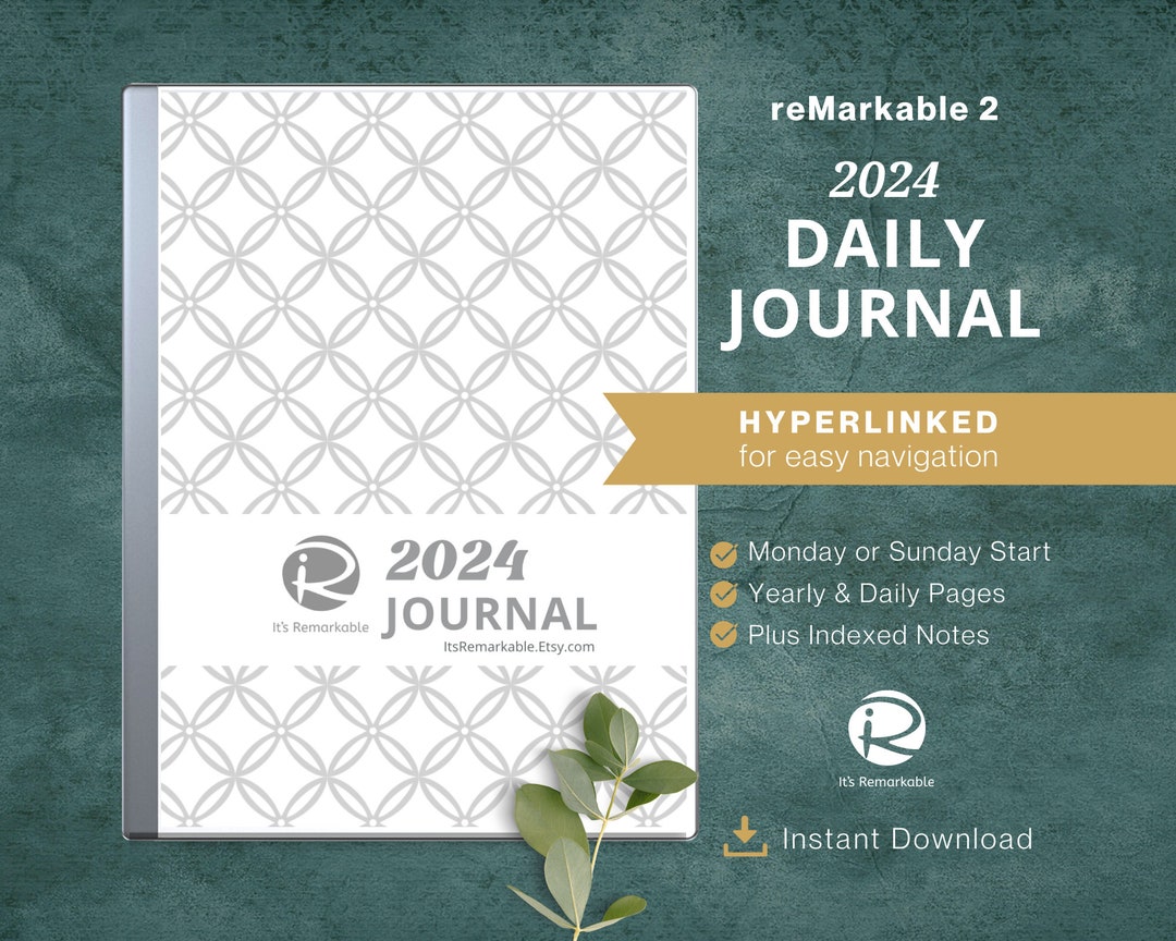 Digital Journal 2024 for Remarkable 2 Daily Notes Hyperlinked Tablet ...
