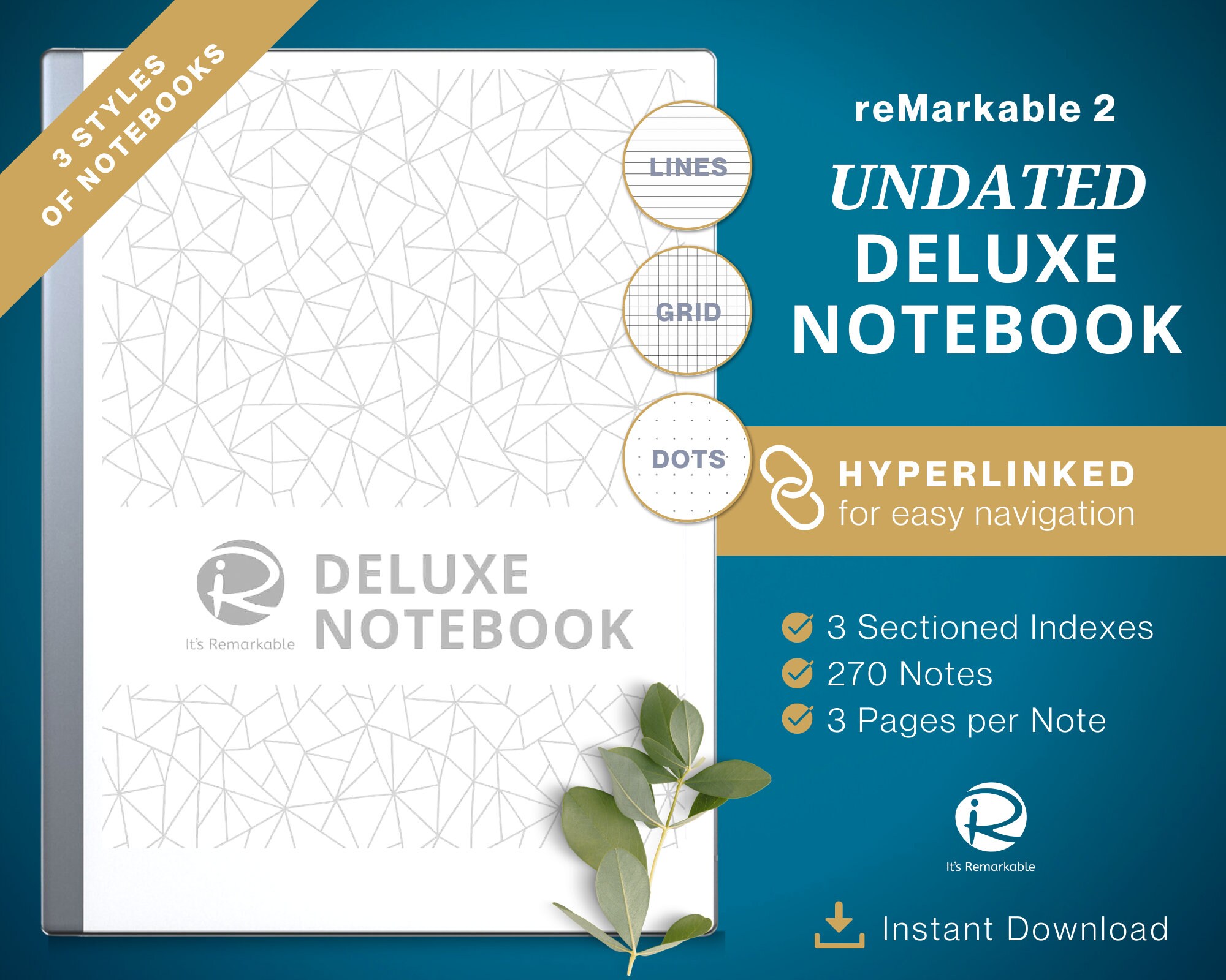 Remarkable 2 Template Undated Notebook Hyperlinked Daily - Etsy