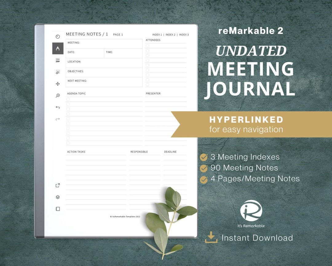 Meeting Journal, Remarkable 2 Template, Undated Meeting Notes, Meeting ...
