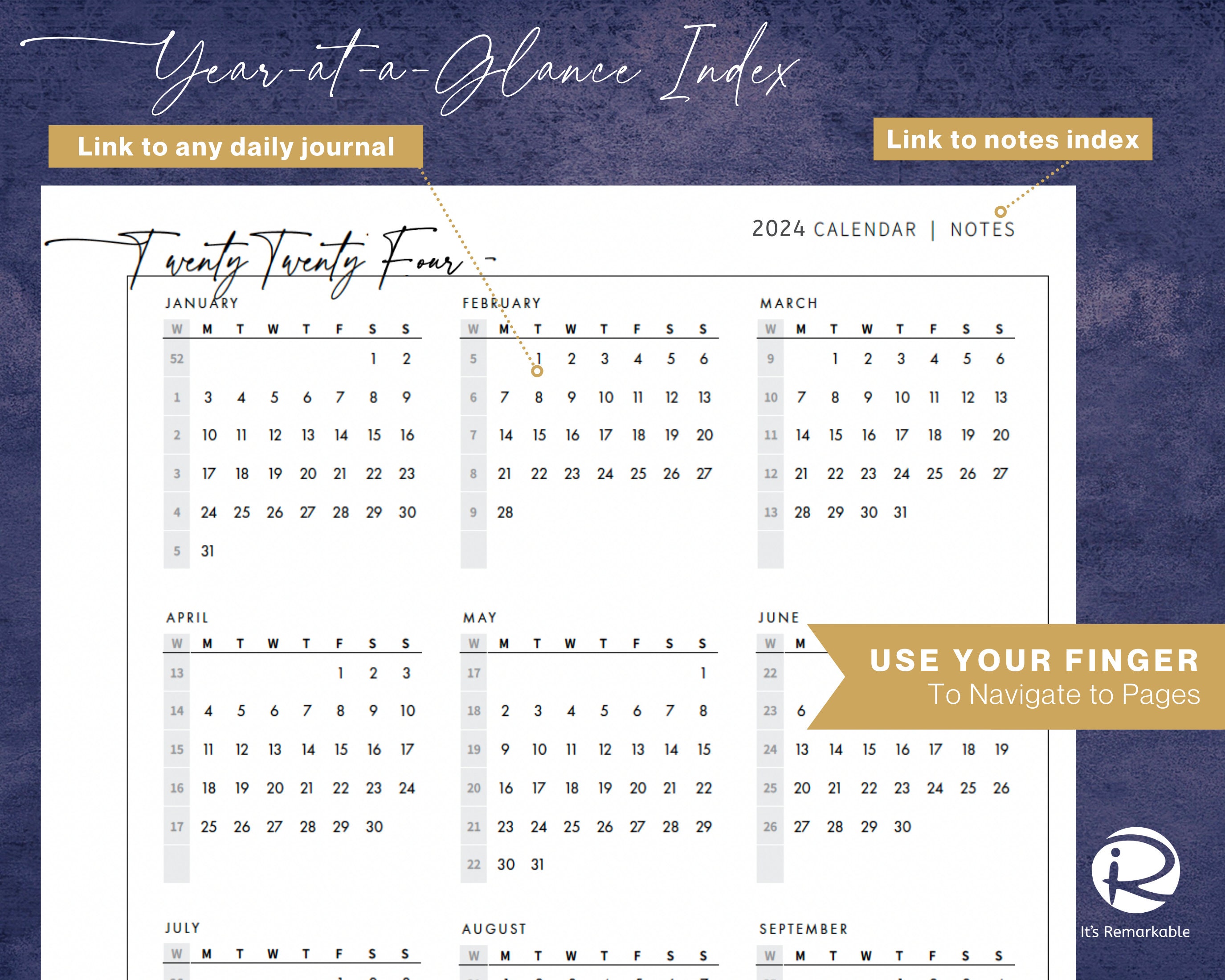 Daily Journal 2024 Tablet Template for Remarkable 2 Pdf Stylized Daily ...