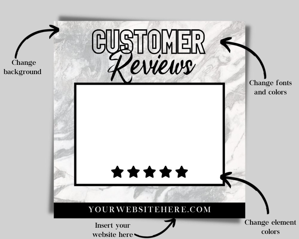 Customer Review Flyer, Marble Design Template - Etsy