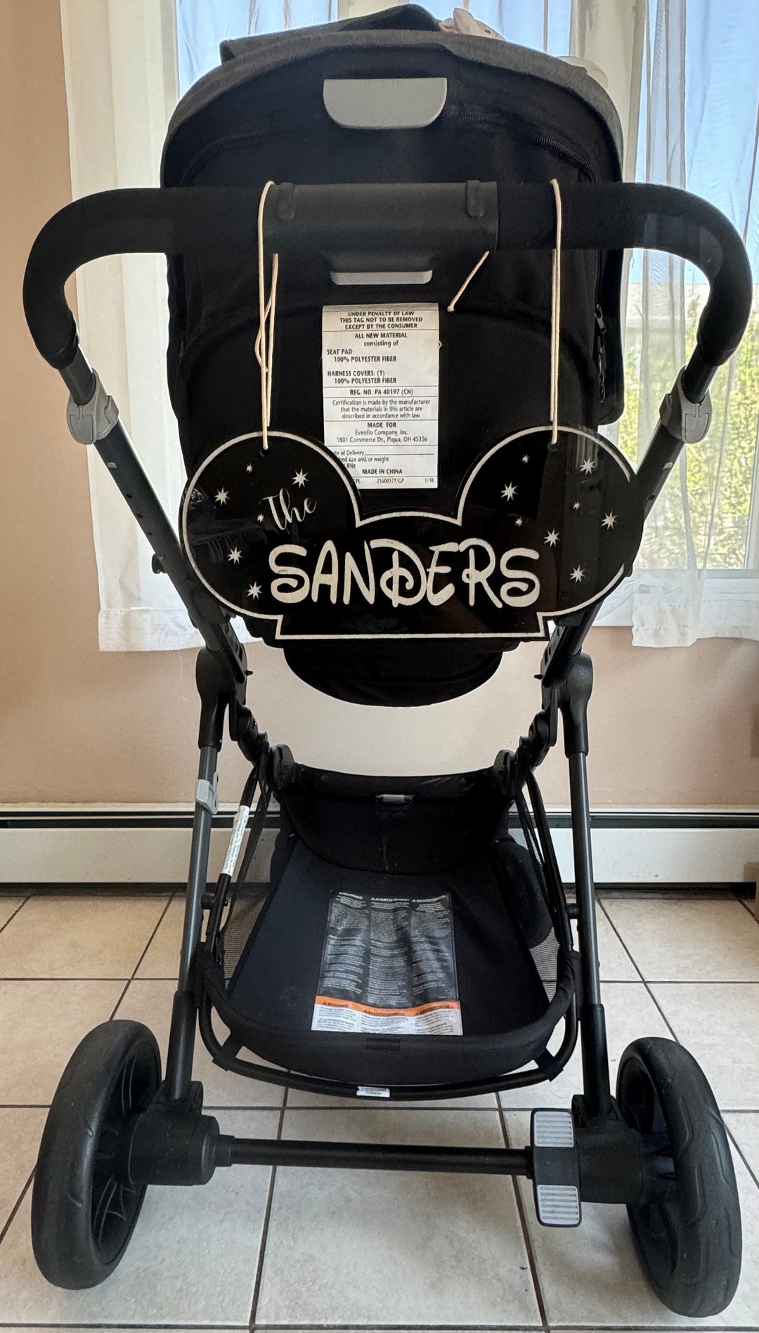 Personalized Acrylic Mickey Ear Hat Stroller Tag, Stroller Spotter, Tag ...