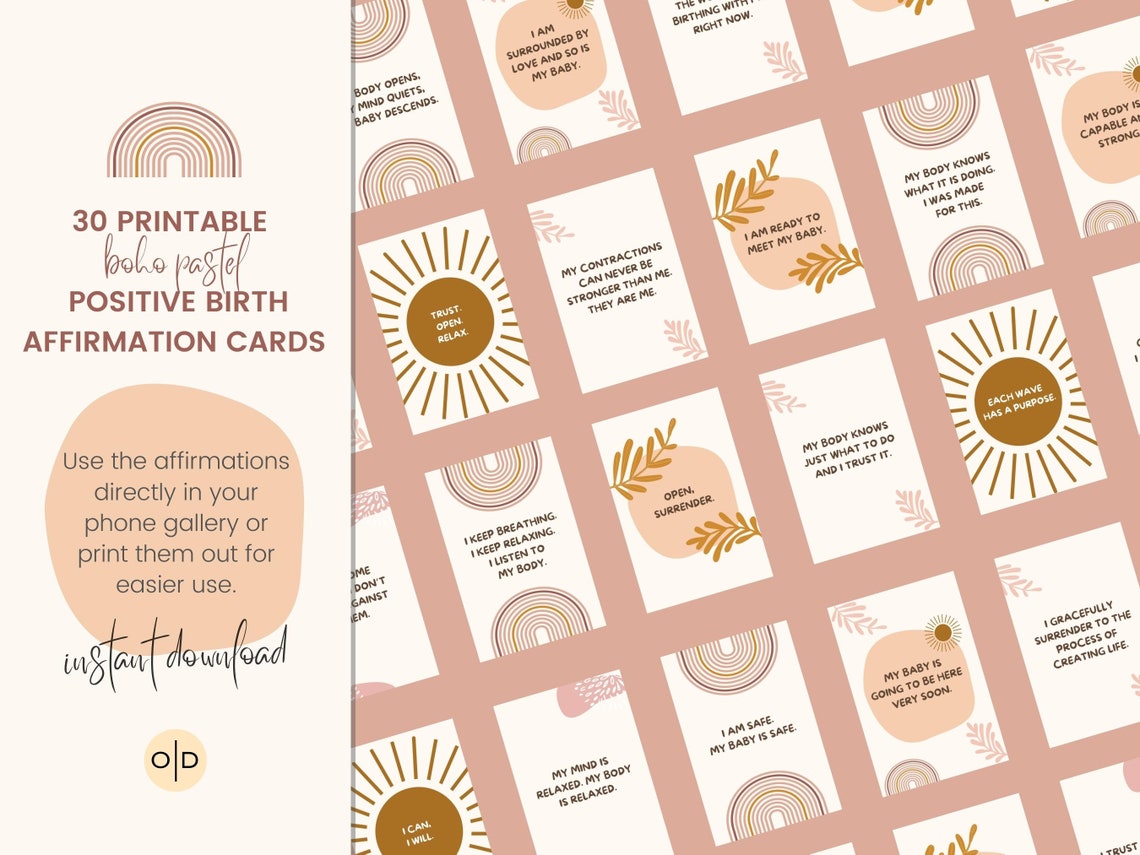 36 Birth Affirmation Printable Cards Digital Download - Etsy