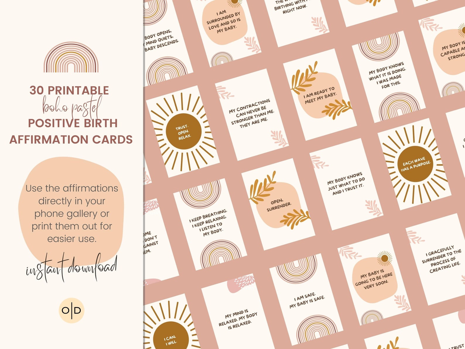36 Birth Affirmation Printable Cards Digital Download - Etsy