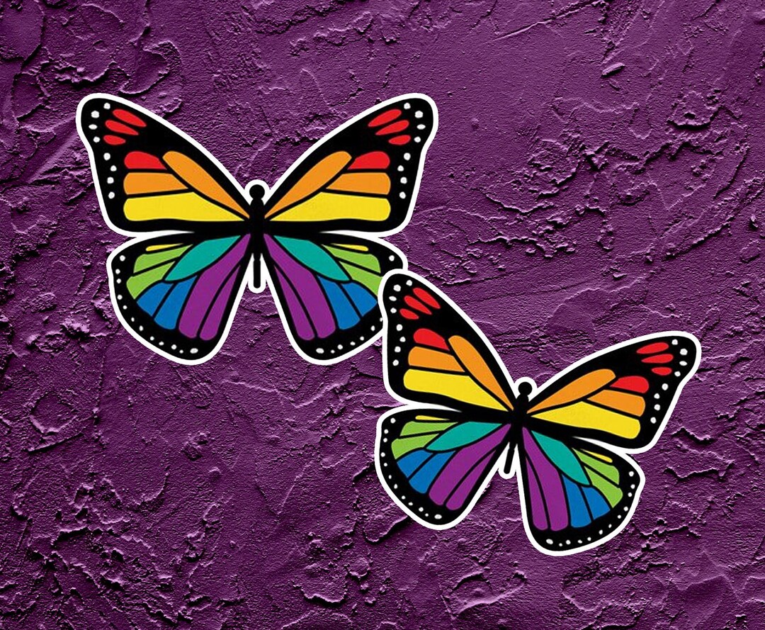 2 Rainbow Butterfly Die Cut Stickers, Great for Animal Lovers, LBGT ...