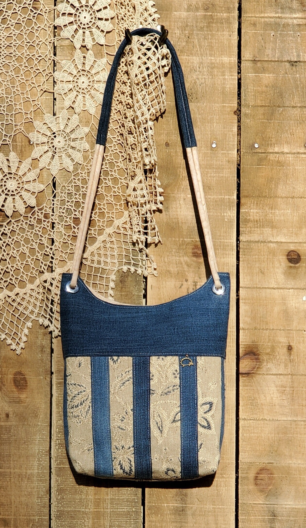 Chic Denim/upholstery Fabric Purse - Etsy