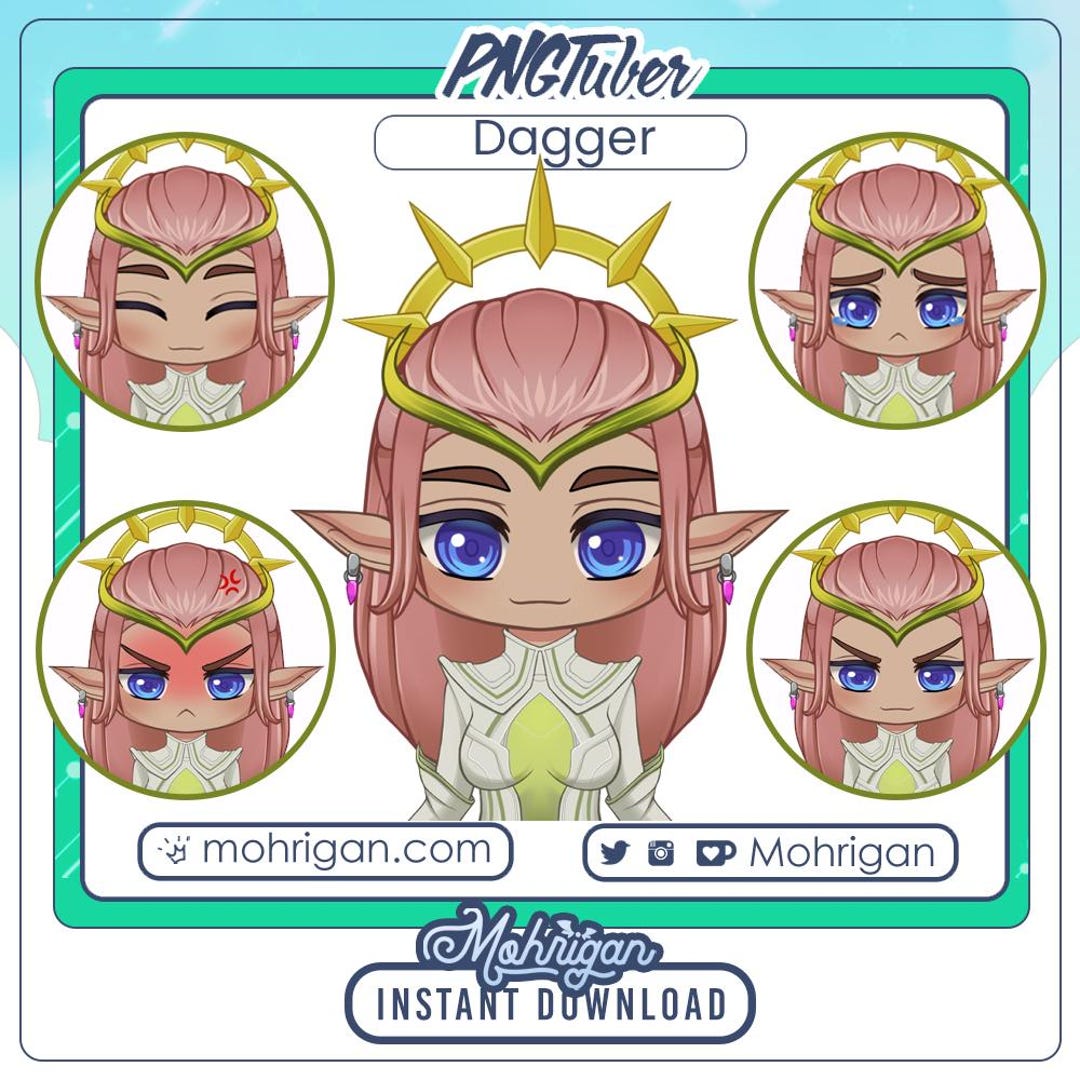 Dagger Custom High-quality Pngtuber Avatar, Cute Chibi Vtuber Model for ...