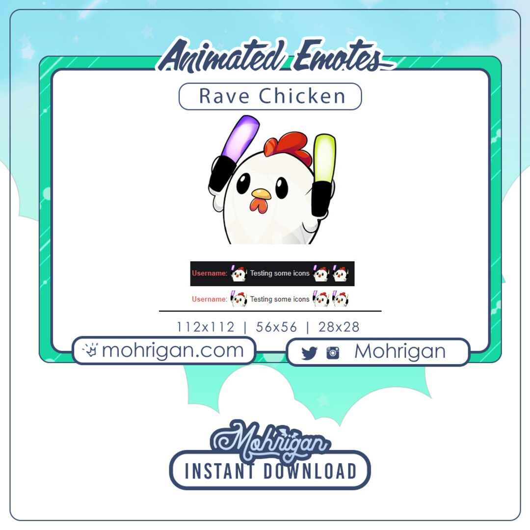 ANIMATED Custom Rave Cute Chicken Twitch Emote Light Sticks - Etsy
