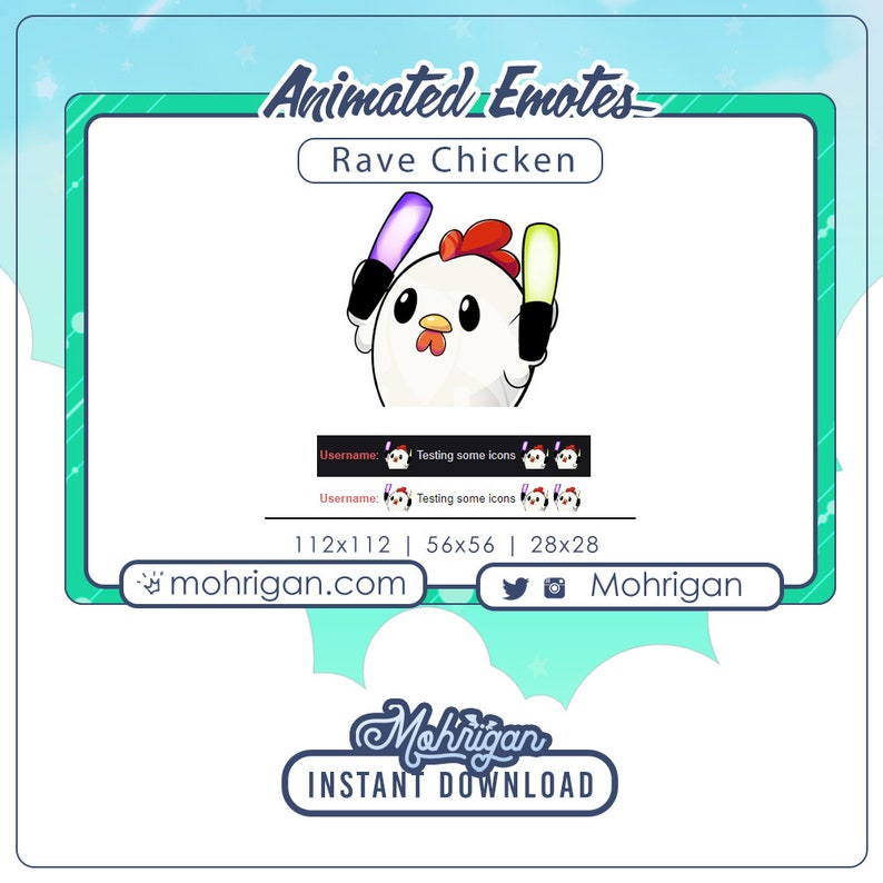 ANIMATED Custom Rave Cute Chicken Twitch Emote Light Sticks - Etsy