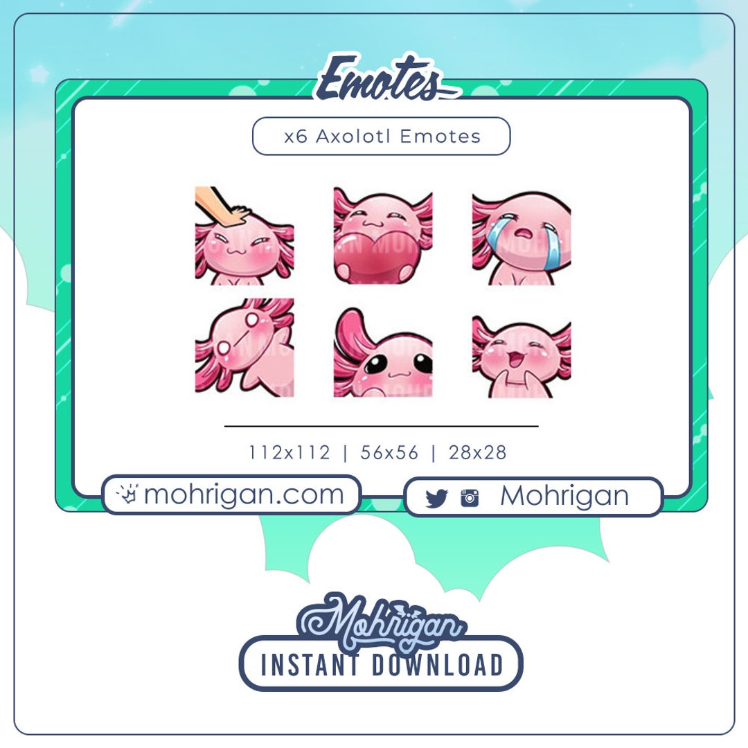 6x Axolotl Twitch Emotes - Dive Into Cuteness With Custom Stream Icons ...