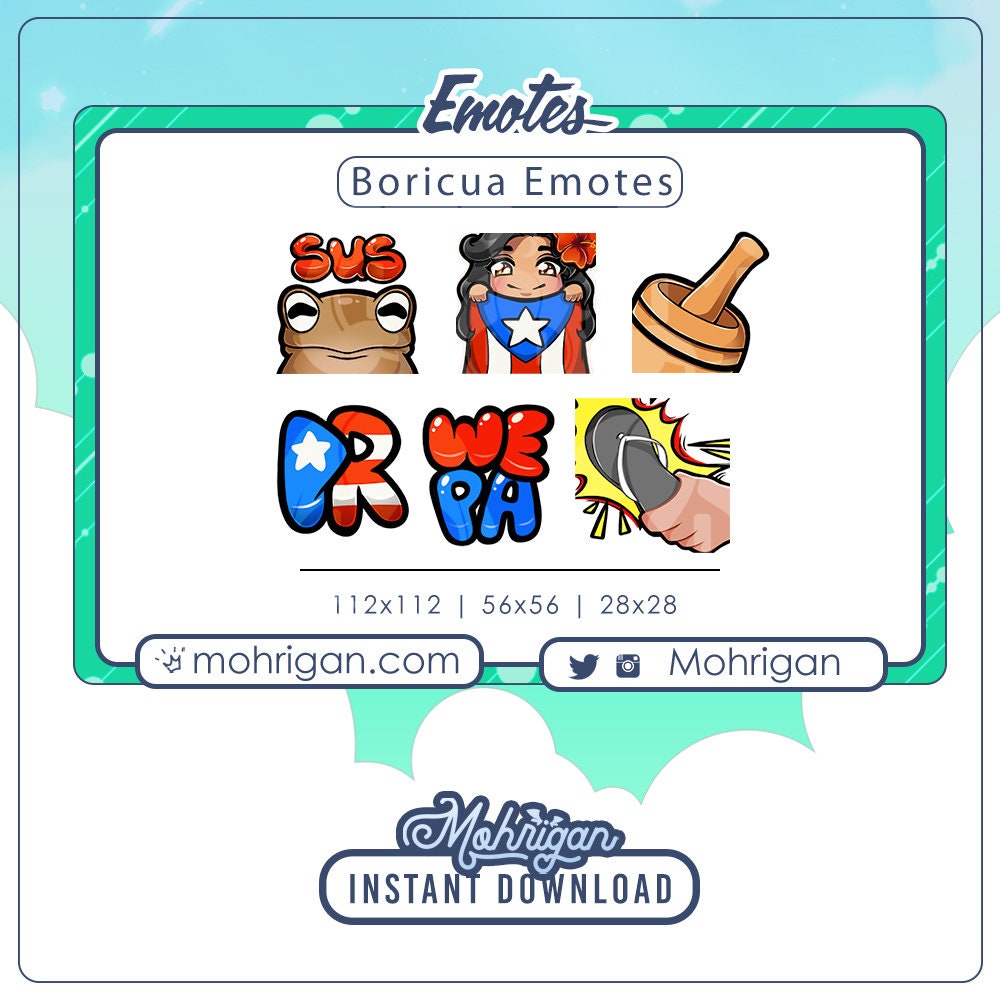 X6 Custom Puerto Rican Chibi Jibarita Boricua Streaming Emotes - Etsy