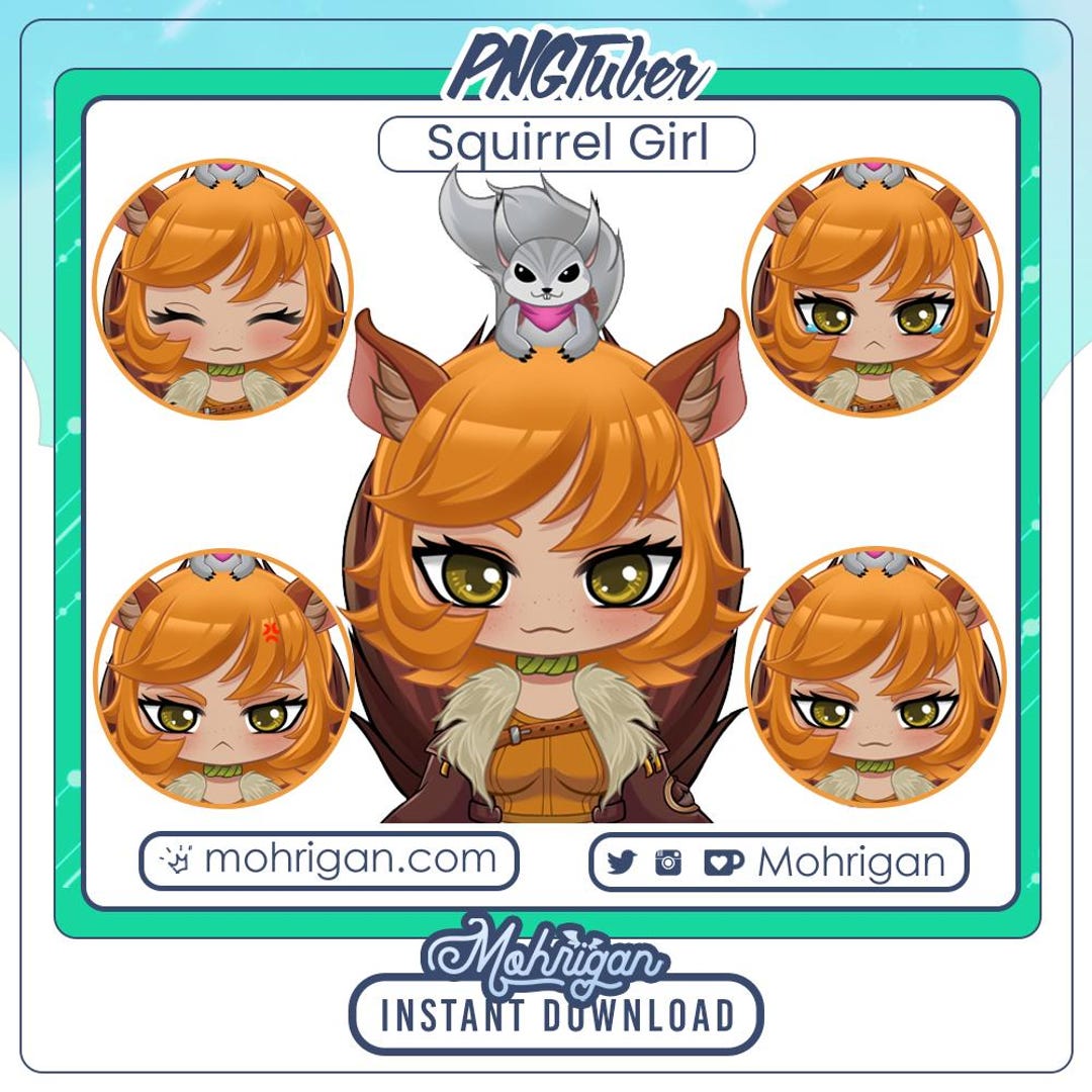 Squirrel Girl Pngtuber Avatar: Chibi Vtuber Model for PNGTUBER+ ...