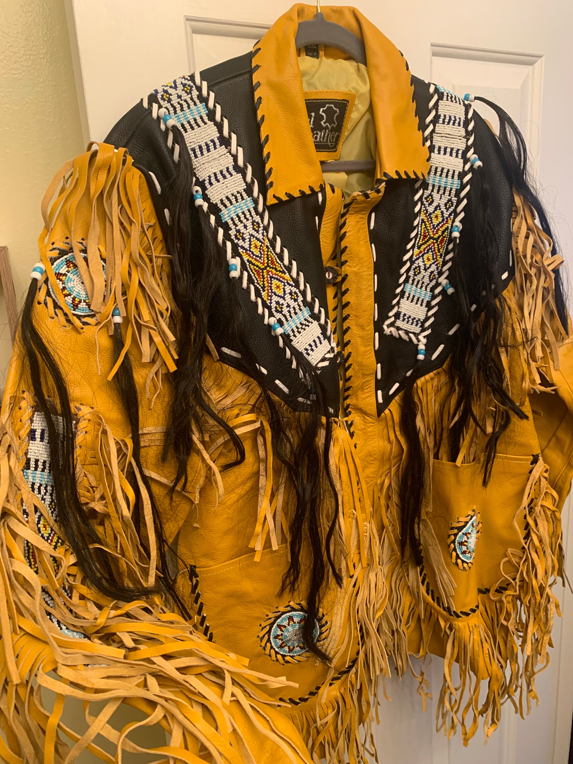 Men Native American Leather Jacket Size Xl - Etsy