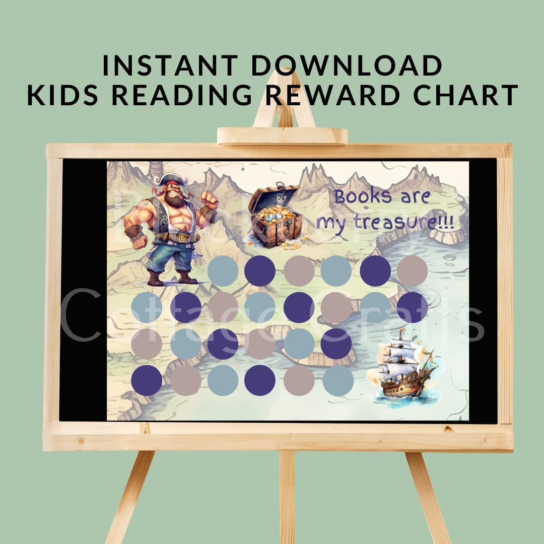 Kid's Cute Pirate Reading Reward Chart, Digital Download, Includes ...