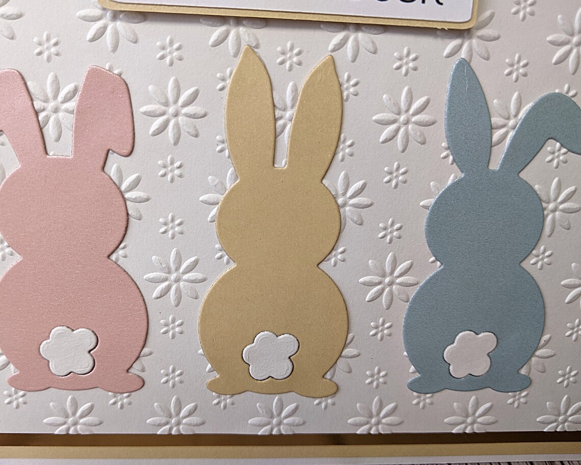 Personalizable Handmade Happy Easter Card, Cute Easter Card, Bunny ...