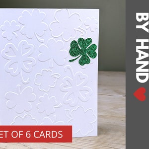 Set of 6 Embossed Four Leaf Clover Cards Blank, St Patricks Day Cards ...